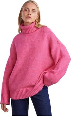 Pieces Pieces Pcnancy Ls Loose Roll Neck Knit Noos BC Sweater, Rose Vif, M Femme