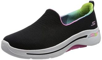 Skechers Femme 124867 BKHP Baskets, Textile Noir, Bordure Rose Vif, 38 EU