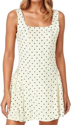 Generic Robe amincissante sans manches pour femme avec noeud sur le devant, beige, S