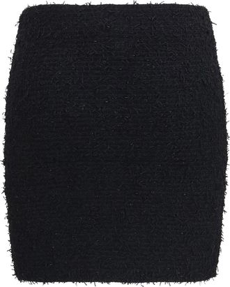 Balmain Logo-Button Tweed Skirt - Black
