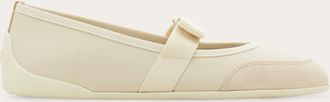 Ferragamo Damen Sportlicher Ballerina mit Vara-Schleife Beige Gr&ouml;&szlig;e 36.5