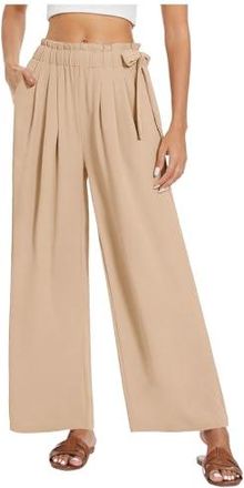 Generic Pantalon Large Femme Fluide &Eacute;t&eacute; Ample Cordon Elastique Taille Haute Poche Longue Yoga Pantalons Leger Elegant Bootcut Bas de Plage Jogging