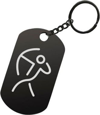 Generic Porte-clés en acier gravé au laser avec logo minimaliste Archer, Noir