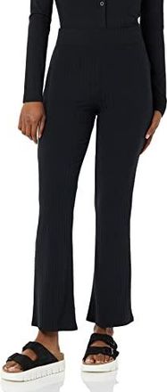 Amazon Essentials Pantalon évasé à côte Large, Longueur Cheville Femme, Noir, L