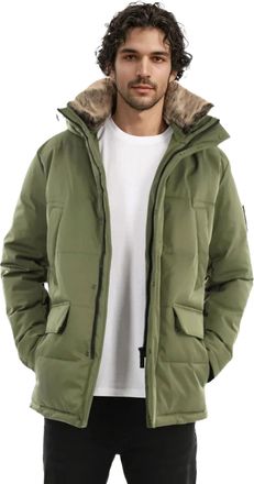 Alessandro Salvarini Herren Winterjacke (S-3XL) - gesteppt, wasserabweisend, abnehmbare Kapuze - AS456 - Dark-Olive Gr&ouml;&szlig;e XXL - Gr.XXL