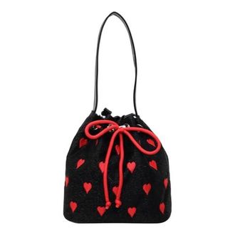 Generic Sac &agrave; bandouli&egrave;re en toile avec cordon de serrage brod&eacute; pour femme, sac &agrave; main &agrave; bandouli&egrave;re pour le quotidien, les voyages, le travail, Noir, 320.00x