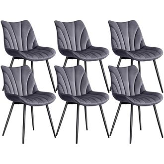 Yaheetech Yaheetech Lot de 6 Chaises de Salle &agrave; Manger avec Dossier, Chaise Cuisine R&eacute;tro, Assise en Velours et Pieds en M&eacute;tal, Capacit&eacute; 136kg, pour Salon
