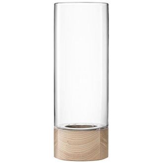 LSA International Lotta Vase Inkl. Untergestell aus Holz Ø22 x 62 cm, Glas, transparent, H62cm