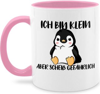 Shirtracer Tasse Tassen 325ml - Statement - Ich bin klein aber scheiß gefährlich Pinguin - Sprüche Kleine Lustig Spruch - 325 ml - Rosa - pinguintasse spruchtass