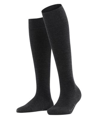 Falke Damen Kniestrümpfe Softmerino W Kh Wolle Baumwolle lang einfarbig 1 Paar, Grau Anthracite Melange 3089, 41-42