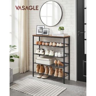 Vasagle &Eacute;tag&egrave;re &agrave; Chaussures, Meuble &agrave; Chaussures &agrave; 4 Niveaux et Grande Surface pour Sac, pour entr&eacute;e, Couloir, Cadre en m&eacute;tal, Style Industriel