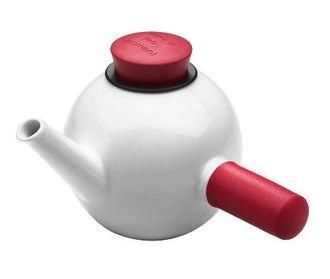 Qdo Teekanne mit seitlichem Griff, Porzellan, rot