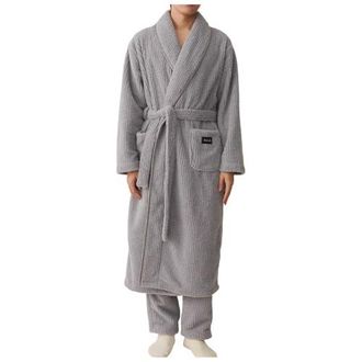 Generic Pyjama Homme Hiver Pyjama Polaire Homme Ensemble Cardigan Zipp&eacute; Hiver en Flanelle &Eacute;paisse Velours Corail Coupe Large V&ecirc;tement de Maison R&eacute;chauffant