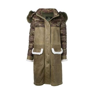 Mr & Mrs Italy Khaki Camo Shearling Kapuzenparka - - Coats - Damen - Gr&uuml;n - S