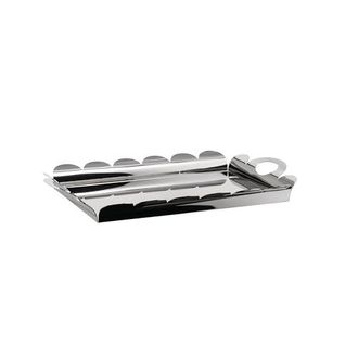 Alessi Recinto AM02 - Plateau Design Rectangulaire, avec Bord Festonn&eacute; et Poign&eacute;es en Acier Inoxydable