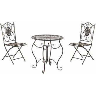 Clp Ensemble de meubles de jardin romantique Table de conception nostalgique et 2 chaises diff&eacute;rentes couleurs colore : Bronze