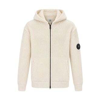 C.P. Company Lambswool GRS Full Zip Sweater - - Knitwear - Herren - Wei&szlig; - S