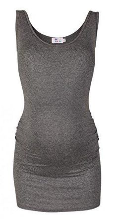 Happy Mama Femme Top Débardeur de Grossesse sans Manches Encolure Dégagée. (Gris Chiné, 36, S)