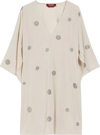 Max Mara Femme, Blouses et Chemises, Beige, Taille: 44 FR T-shirt Kaftan &agrave; Col en V Orn&eacute;