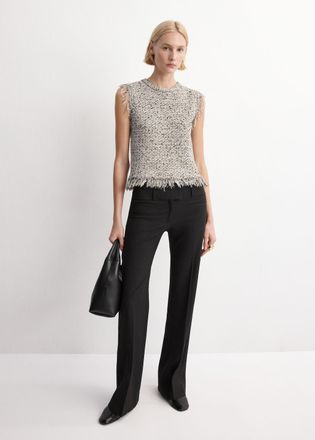 Mango Top finition &agrave; franges noir - Femme - XS - MANGO