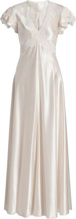 Alberta Ferretti Femme, Robes, Beige, Taille: 36 FR Robe Longue D&eacute;tail en Dentelle