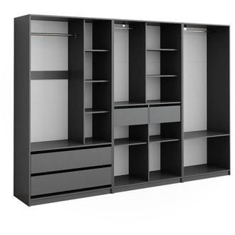 Vicco Kleiderschrank Elmo, Anthrazit, 100 x 200 cm 3er Set