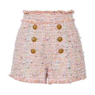 Balmain Femme, Shorts, Rose, Taille: 38 FR Shorts en tweed avec boutons d&eacute;coratifs