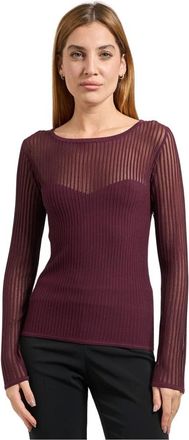 Patrizia Pepe Femme, Tops, Violet, Taille: 40 FR Pull Violet avec Détails Transparent
