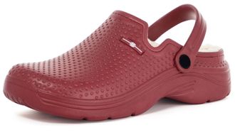 Eagsouni Clogs Hausschuhe Gef&uuml;ttert Herren Damen Winter Gartenschuhe Wasserdicht Gartenclogs Warme Pantoletten rutschfeste, Rot, 37 EU