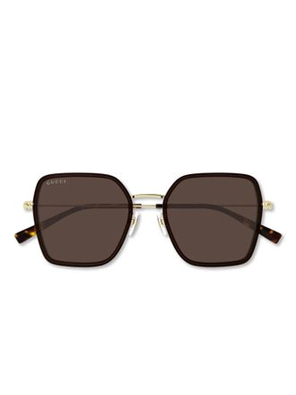 Gucci Sonnenbrille mit eckigem Gestell - Braun