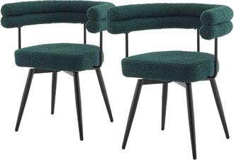 ML Design ML-Design Esszimmerst&uuml;hle drehbar 2er Set Dunkelgr&uuml;n Teddy-Stoff, Wohnzimmerstuhl mit Arm- und R&uuml;ckenlehnen, 360&deg; Drehstuhl, Polsterstuhl mit
