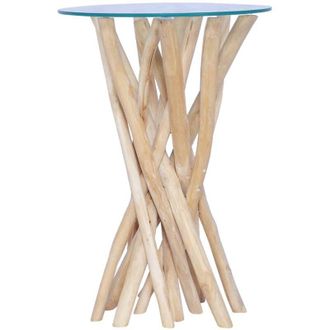 vidaXL Table basse avec dessus en verre 35x35x50cm Bois de teck massif vidaXL