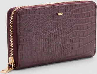 Mango Portefeuille effet croco bordeaux - Femme - Taille unique - MANGO