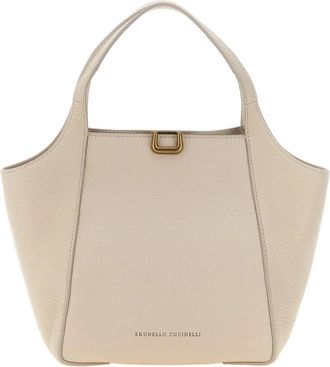 Brunello Cucinelli Tasche mit Henkel aus Leder - - Bags - Damen - Beige - ONE SIZE