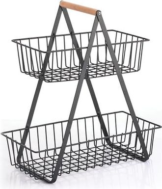 MSV Elie Aufbewahrungskorb zum Aufstellen, industrielles Design, Holz & Stahl, Schwarz matt, Black