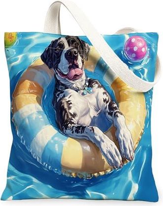 Generic Sac fourre-tout amusant en toile pour le shopping, 33 x 38 cm, sac &agrave; bandouli&egrave;re r&eacute;utilisable pour femme, peinture danimaux domestiques, d&eacute;coration ca