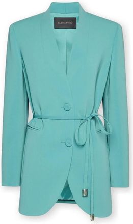 Elena Miro Femme, Vestes, Bleu, Taille: 54 FR Veste Ceintur&eacute;e