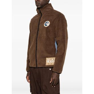 Napapijri Fleece High Neck Zip Jacket - Brown