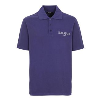 Balmain Vintage Polo-Shirt aus bestickter Baumwolle - - Tops - Herren - Blau - XS