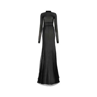 Ann Demeulemeester Lang&auml;rmliges Maxi-Kleid mit Rundhalsausschnitt - - Dresses - Damen - Schwarzk - XS