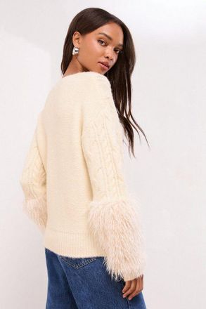 Lipsy Strickpullover Lipsy Strickpullover mit Kunstfellbesatz (1-tlg)