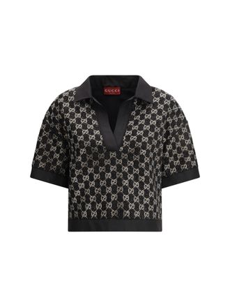 Gucci Womens Top Wool Lam&eacute; Tweed Black Viscose Tops