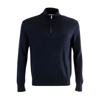 Calvin Klein Pull-over en laine m&eacute;rinos &agrave; fermeture &eacute;clair - Homme - Pulls - Bleu - Taille: M