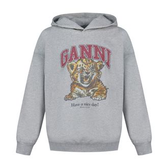 Ganni Womens Isoli Hoodie Grey Cotton Hoodies