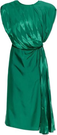 Versace Femme, Robes, Vert, Taille: 38 FR Jacquard Silk Draped Midi Dress