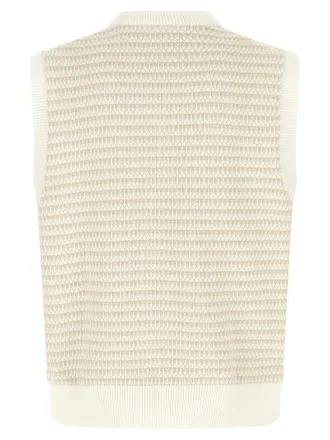 Lacoste Honeycomb Jacquard Cotton-Blend Vest - cream