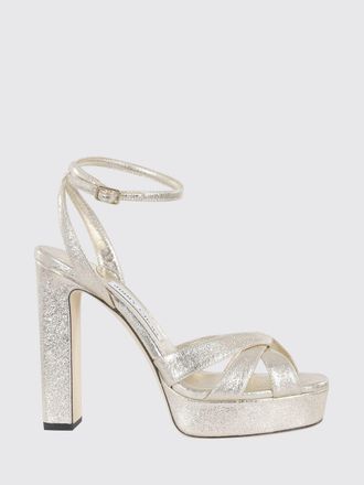 Jimmy Choo London Sandales &agrave; plateforme Kove en nappa lamin&eacute; avec talon haut