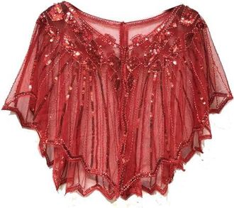 Generic NYSBH Ch&acirc;le r&eacute;tro avec perles et paillettes pour femme, Rouge, Taille unique