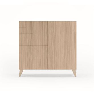 HERDASA Meuble à chaussures, collection BERGEN, en mélamine noyer et pieds laqués en noyer