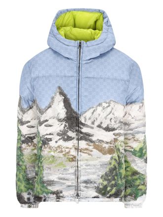 Gucci Alpine Landscape Jacke mit GG-Motiv - Blau